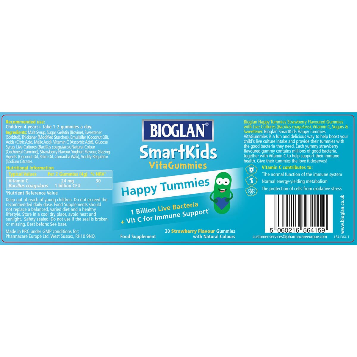 Bioglan SmartKids VitaGummies Happy Tummies, 2 x 30ct (2 Months Supply ...