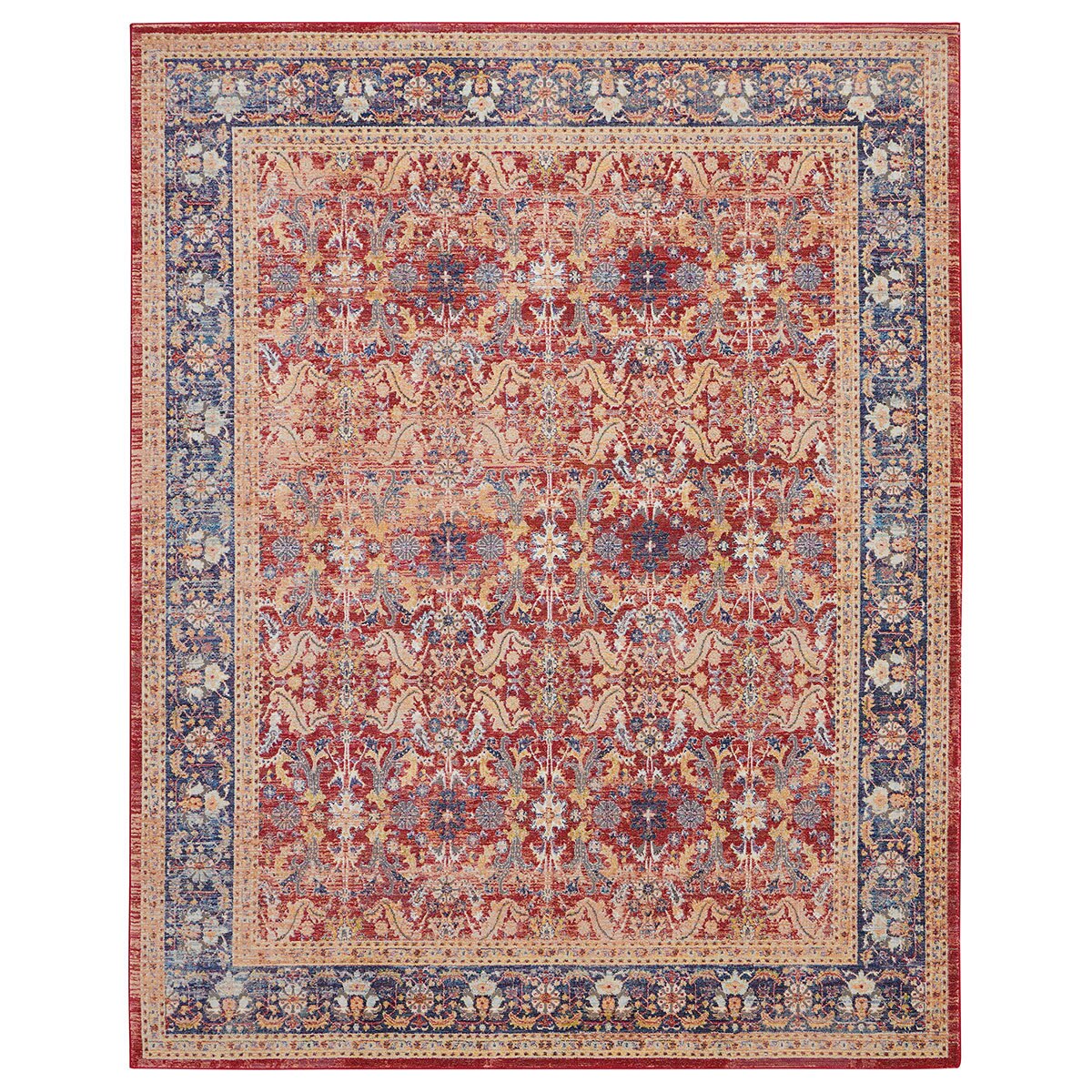 Ankara Red Traditional Bordered Rug in 2 Sizes | Costco UK