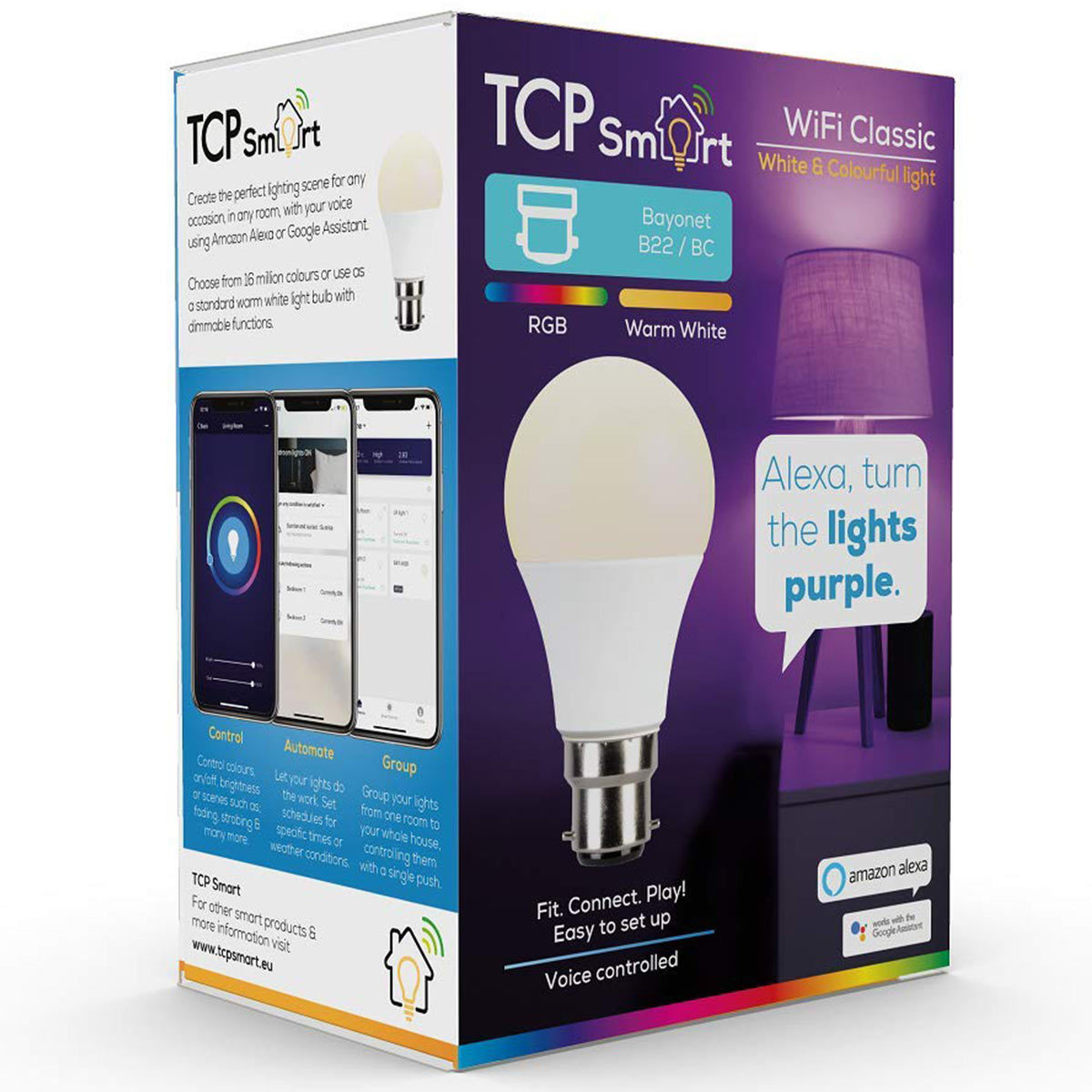 TCP Classic Smart WiFi LED RGB-W 860 Lumen Bulb - 3 Pack | Costco UK