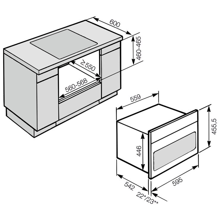 Miele H6400BM, Compact Solo Microwave Oven A Rating in Obisidian Black ...