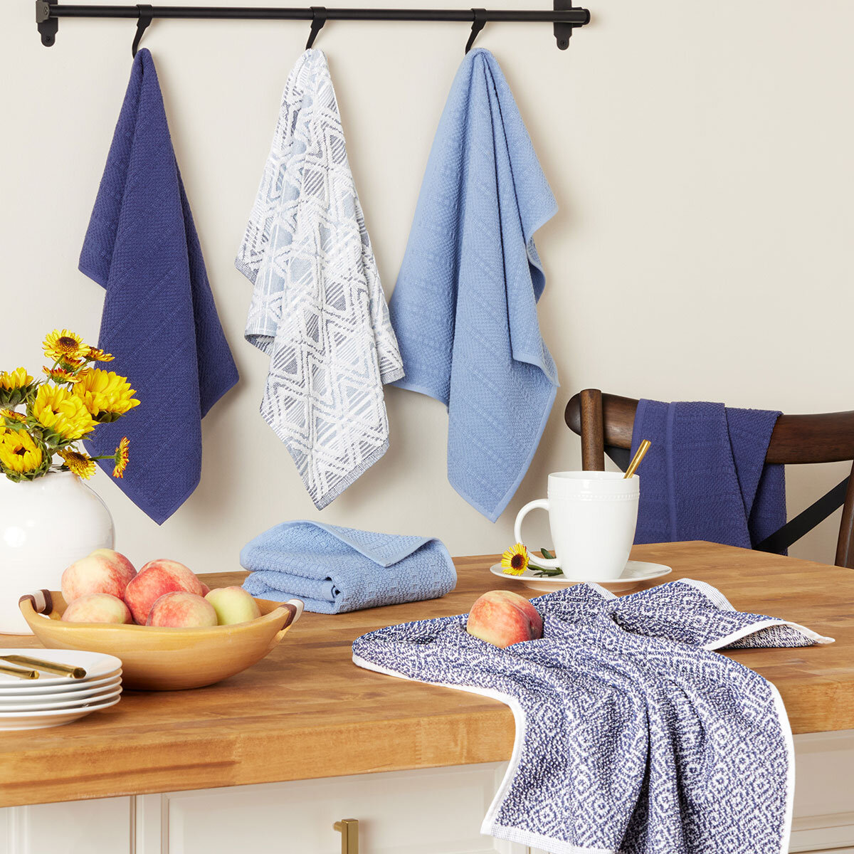 Town & Country Willow Organic Kitchen Towels, 6 Pack in Navy