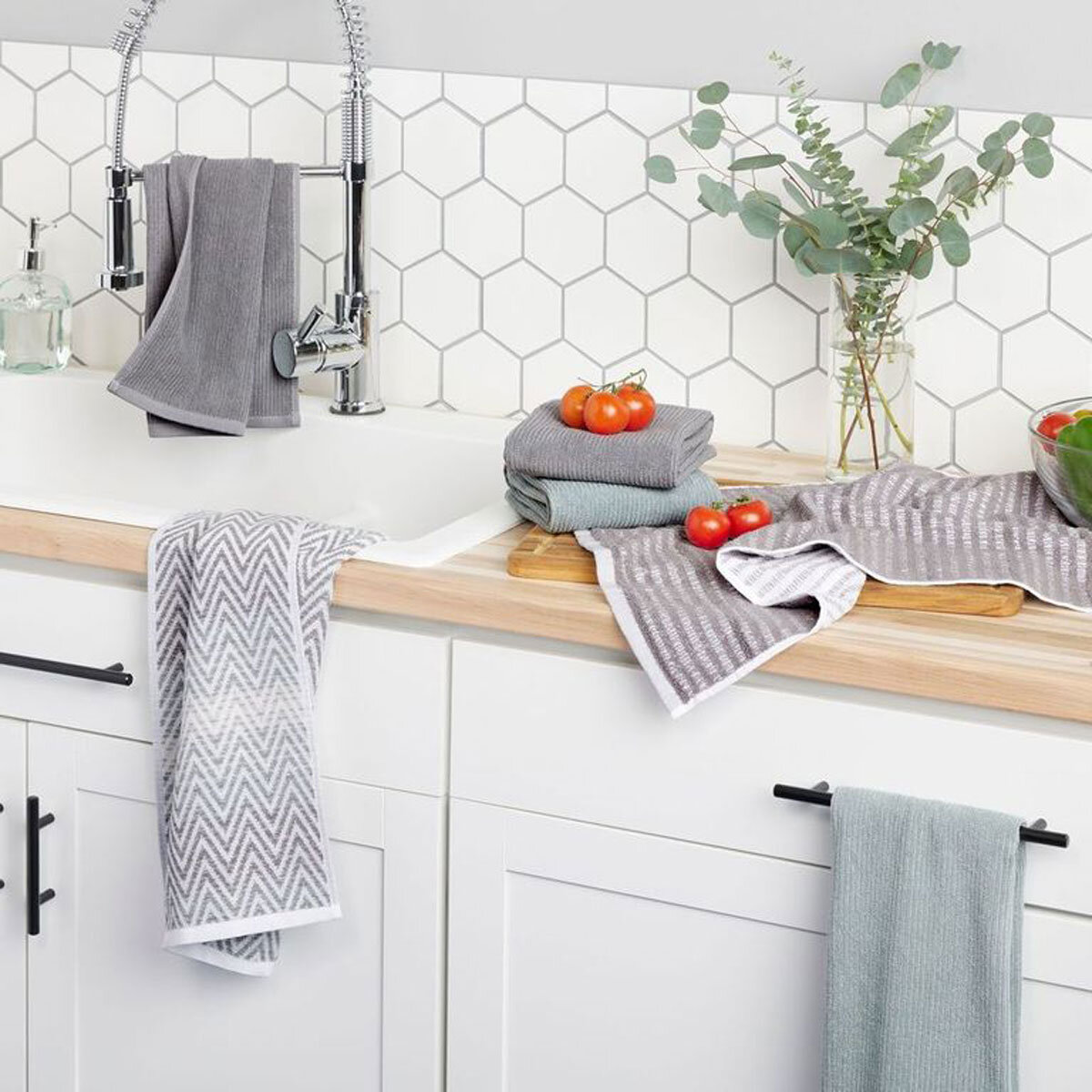Town & Country Dylan Organic Kitchen Towels, 6 Pack in 3 ...
