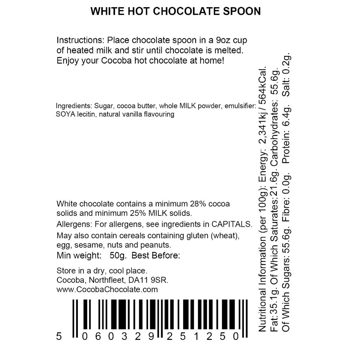 Cocoba White Chocolate Hot Chocolate Spoons, 20 x 50g | Costco UK