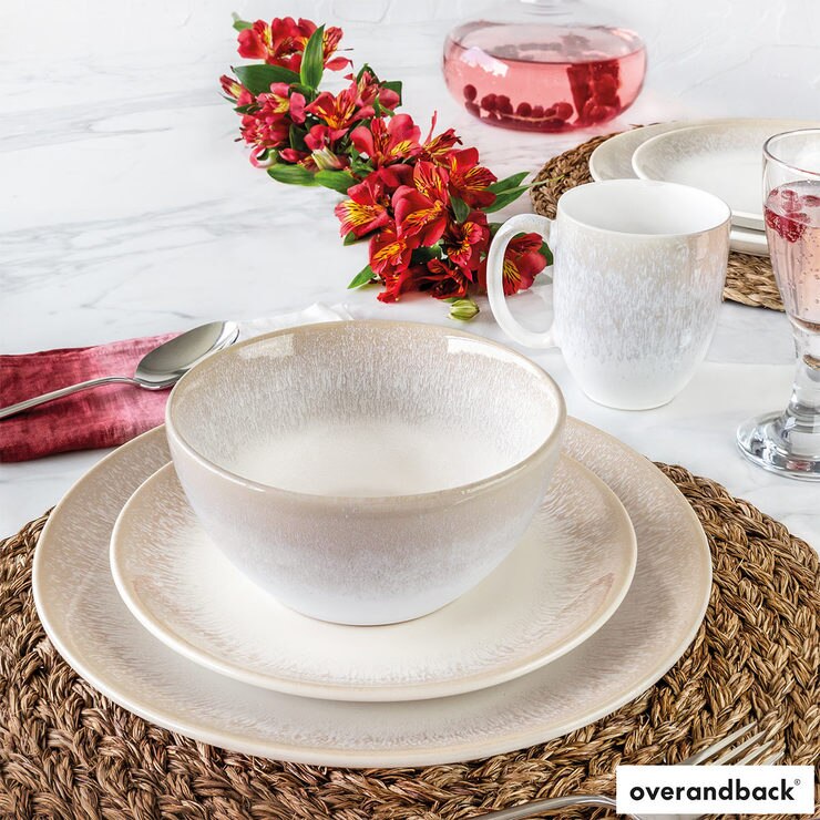 Over & Back Alabaster Stoneware 16 Piece Dinnerware Set in 2 Colours ...