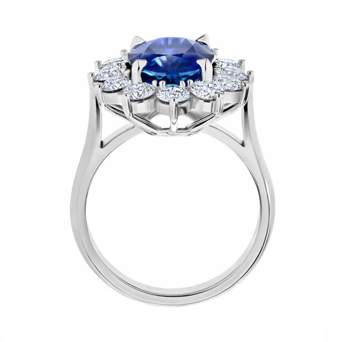 Oval Cut Blue Sapphire and 1.83ctw Diamond Ring, Platinum | Costco UK
