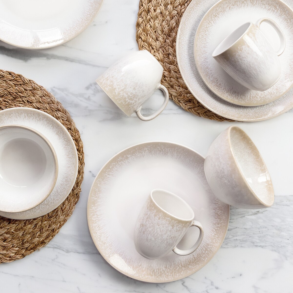 Over & Back Alabaster Stoneware 16 Piece Dinnerware Set in 2 Colours ...