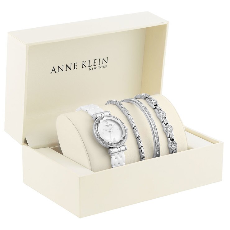 Anne Klein New York Swarovski Crystal Accented Ladies Silver Tone Watch ...