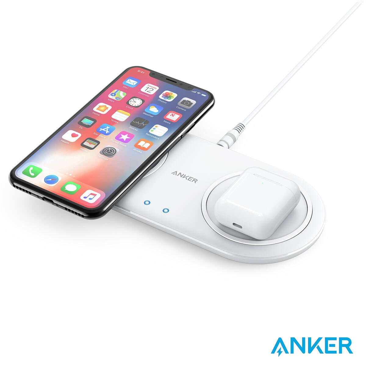 Anker PowerWave 10 Dual Charging Pad in White | Costco UK