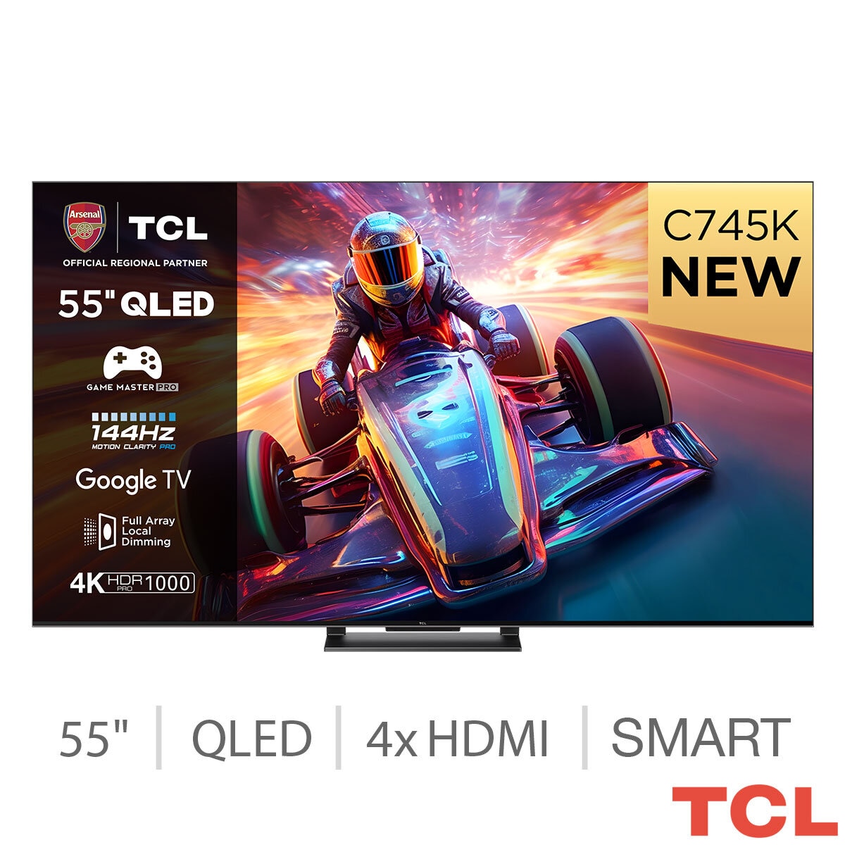 TCL 55C745K 55 Inch QLED 4K Ultra HD 144Hz Smart TV | Cos...