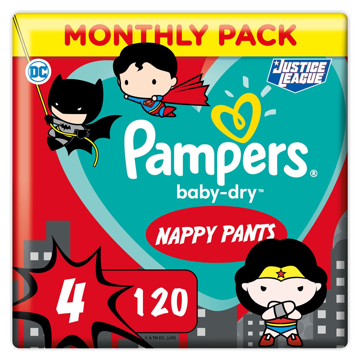 Pampers Baby Dry Nappy Pants DC Super Heroes Size 4, Mont...
