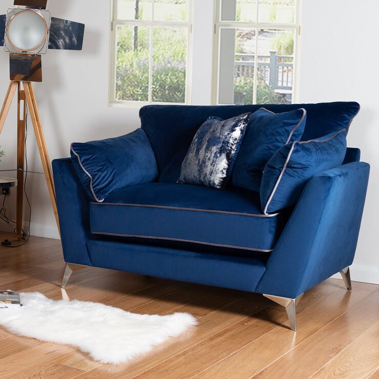 Roko Blue Velvet Snuggler Chair | Costco UK