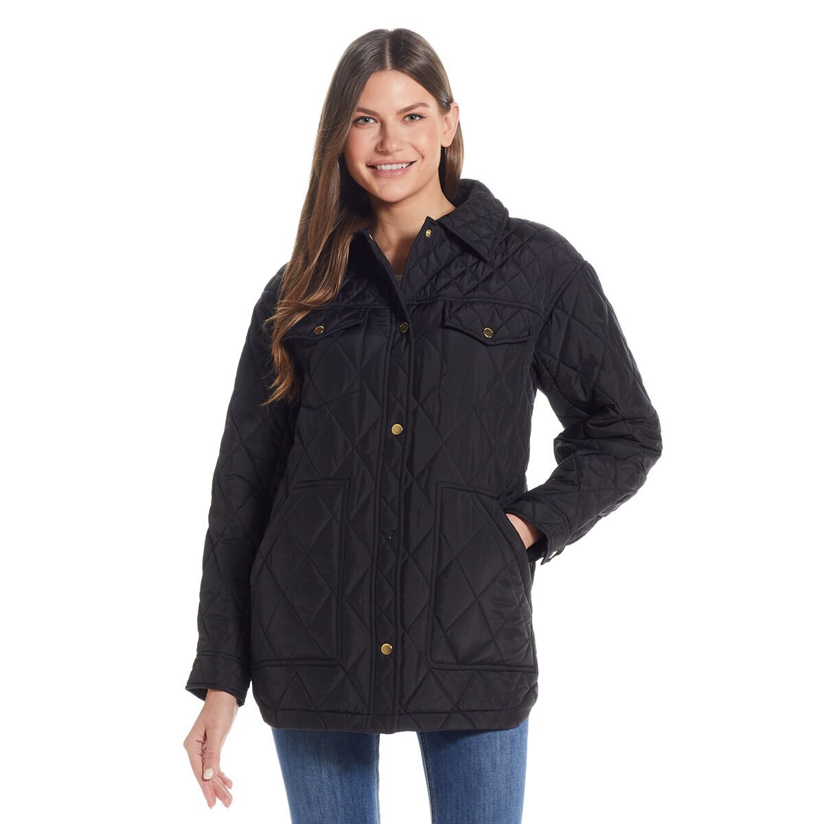 Weatherproof Ladies Quilted Shacket in Black | Costco UK