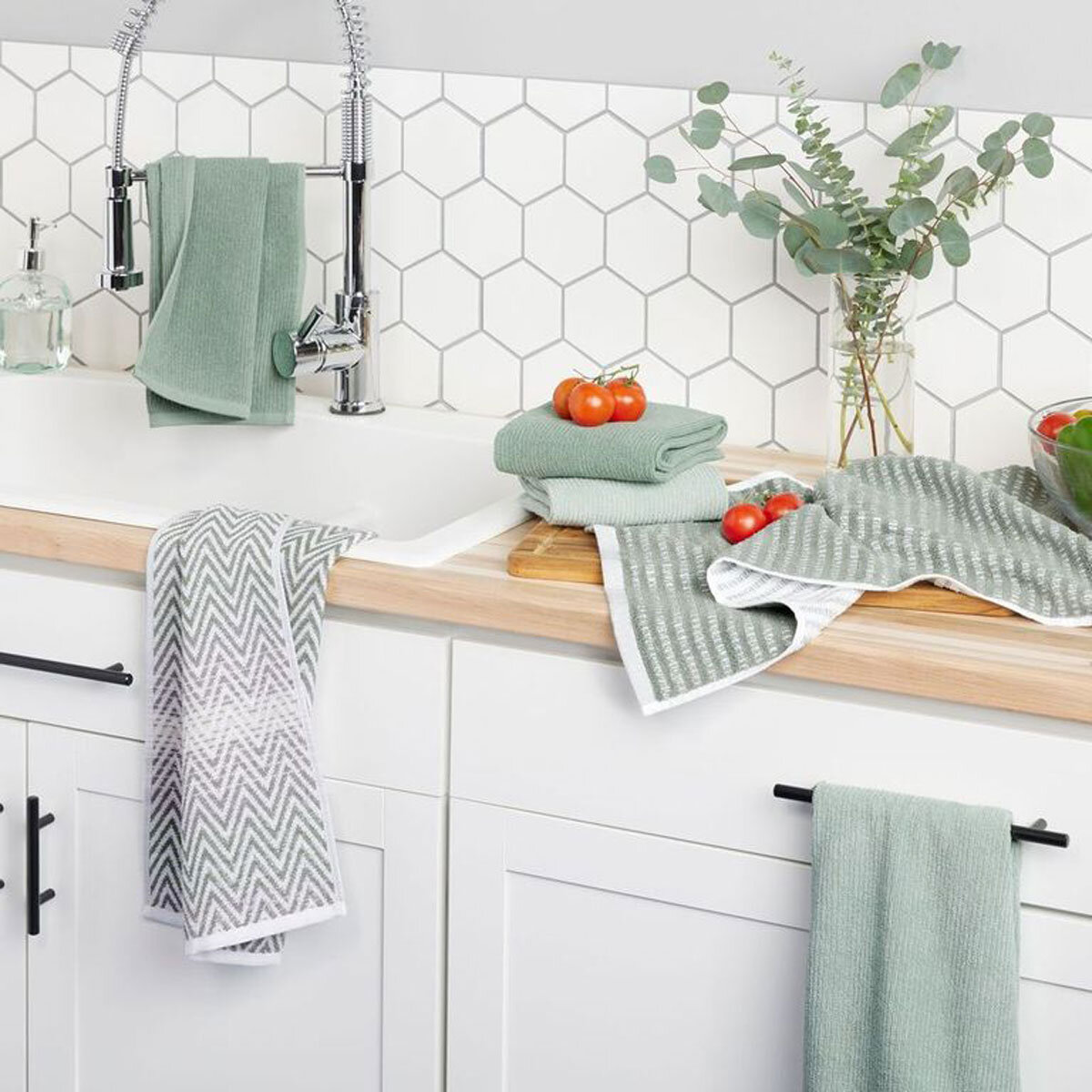 Town & Country Dylan Organic Kitchen Towels, 6 Pack in 3 ...