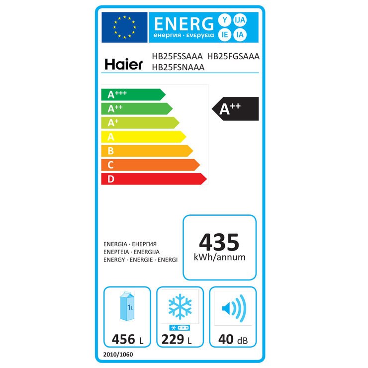 Haier HB25FSNAAA, American Style Fridge Freezer A++ Rating in Black ...