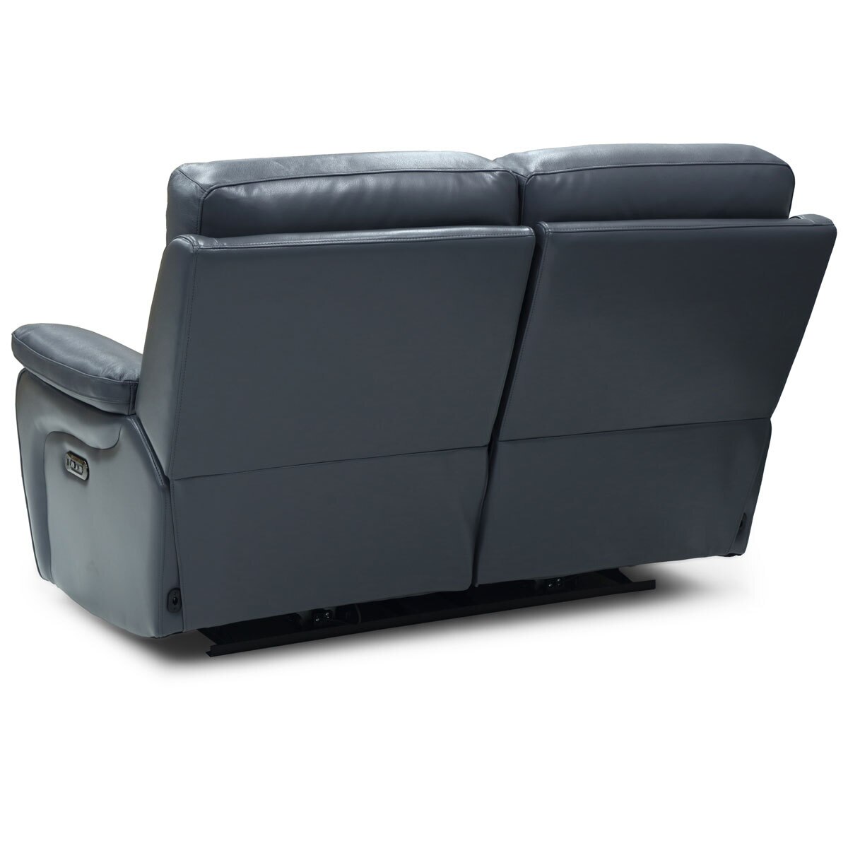 Fletcher Blue Leather Power Reclining 2 Seater Sofa with Power Headrest ...