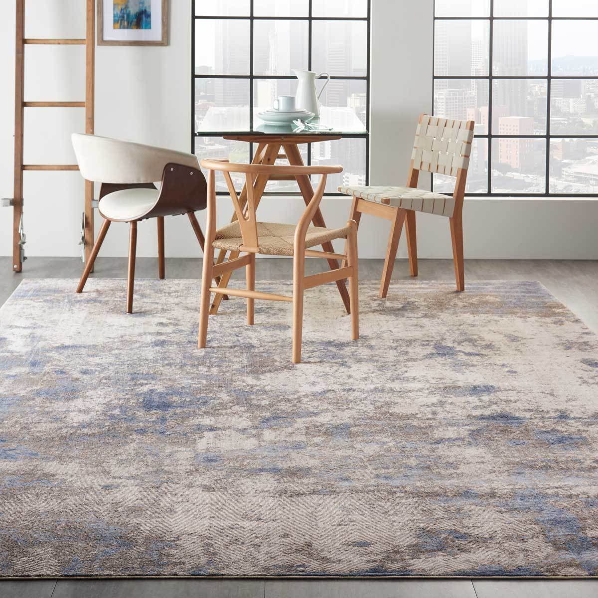 Silky Textures Blue Shimmer Rug in 2 Sizes | Costco UK