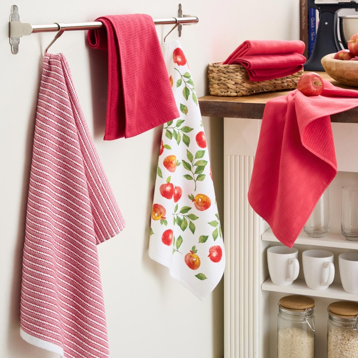 KitchenAid 6 Piece Printed Kitchen Towels, in Red | Costc...