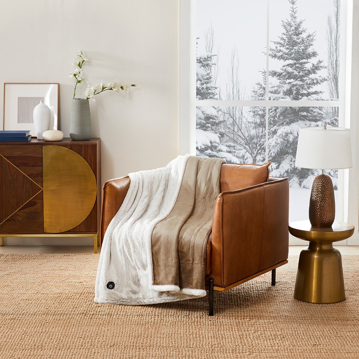 Berkshire Life Heated Throw, 127 x 152 cm, in Brown | Cos...