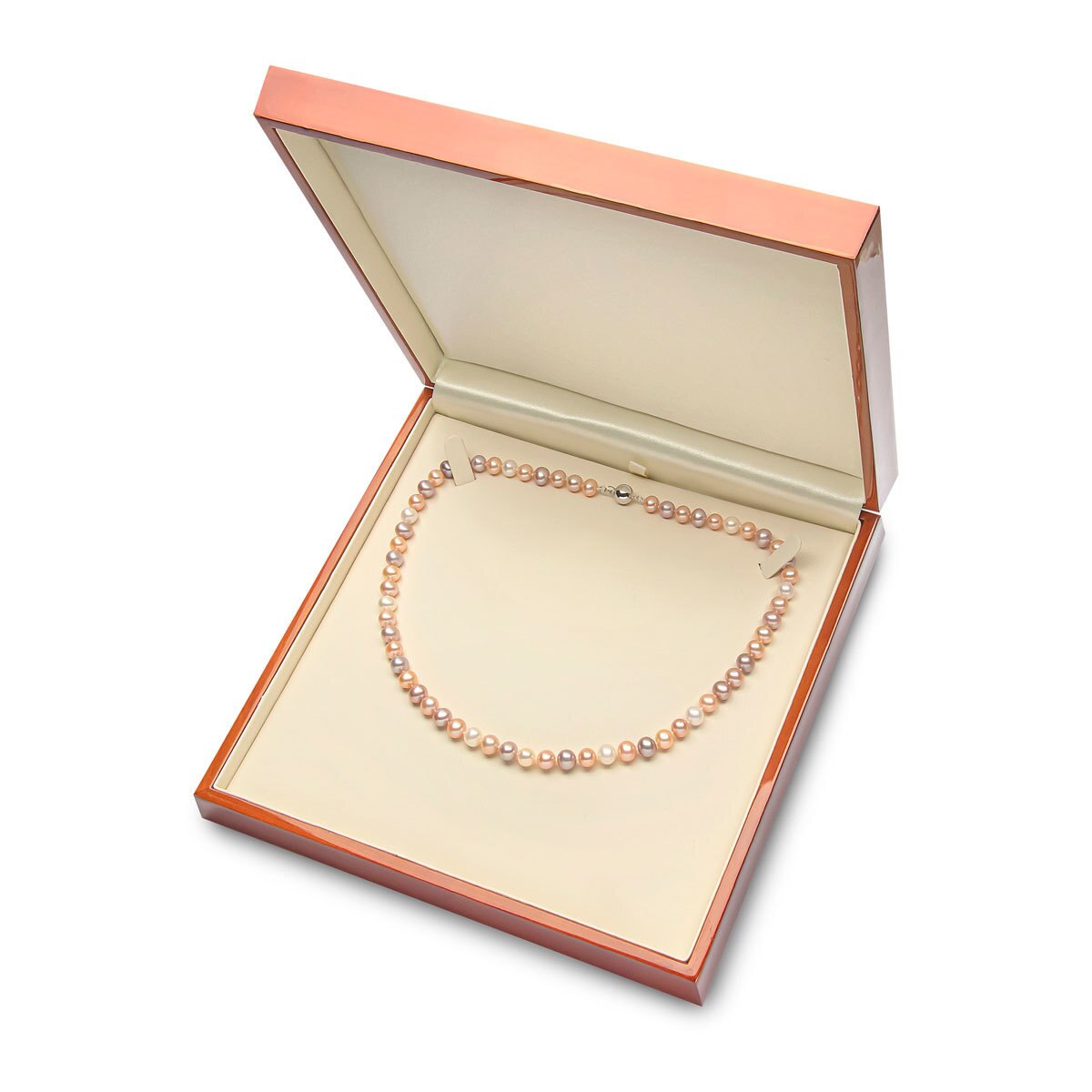 6 6 5mm Cultured Freshwater Multi Colour Pearl Necklace 18ct White