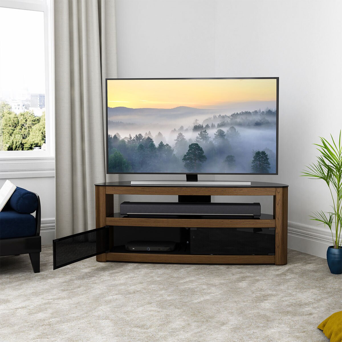 AVF Burghley 1250 TV Stand for TVs up to 65", Walnut | Co...