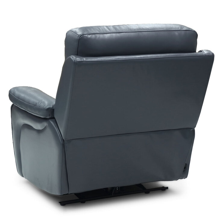 Fletcher Blue Leather Power Recliner Armchair with Power Headrest ...
