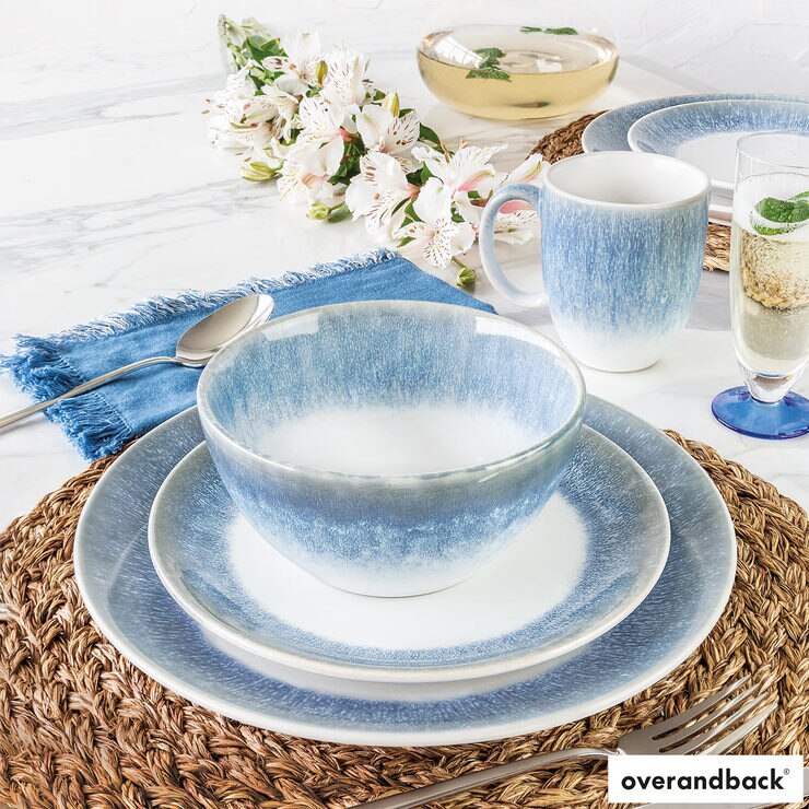 Over & Back Alabaster Stoneware 16 Piece Dinnerware Set in 2 Colours ...