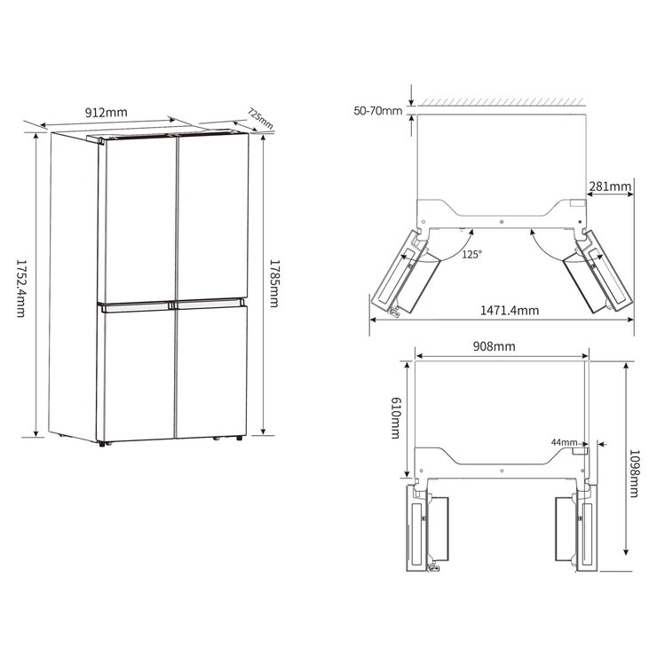 Hisense RQ758N4SWI1, Multi Door Fridge Freezer A+ Rating in Stainless ...