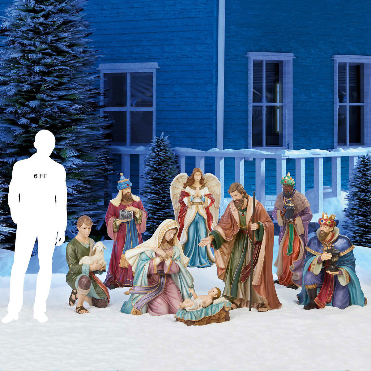 Indoor/Outdoor 9 Piece Handcrafted Christmas Nativity Set | Costco UK