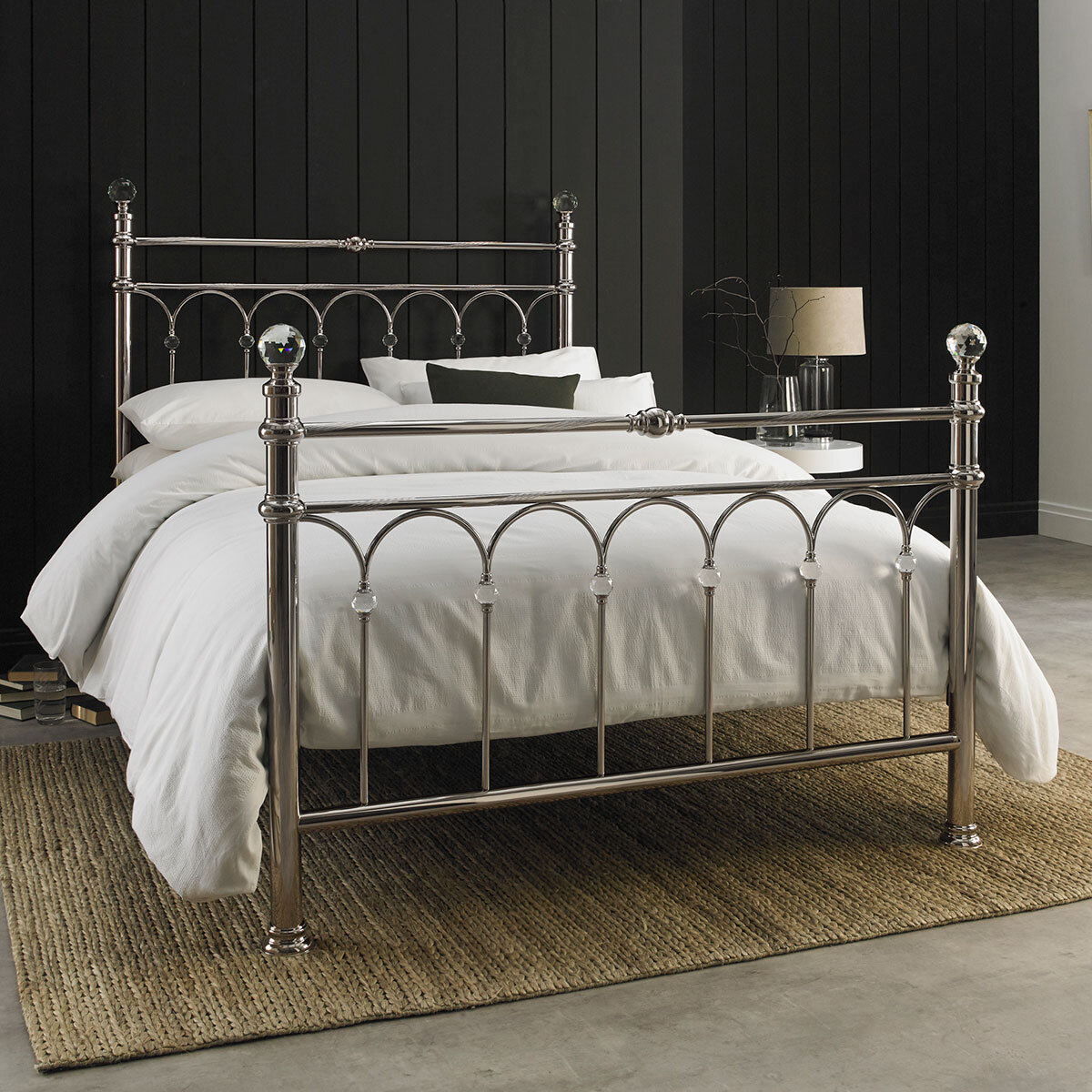 Bentley Designs Cristina Shiny Nickel Finish Metal Bed in...