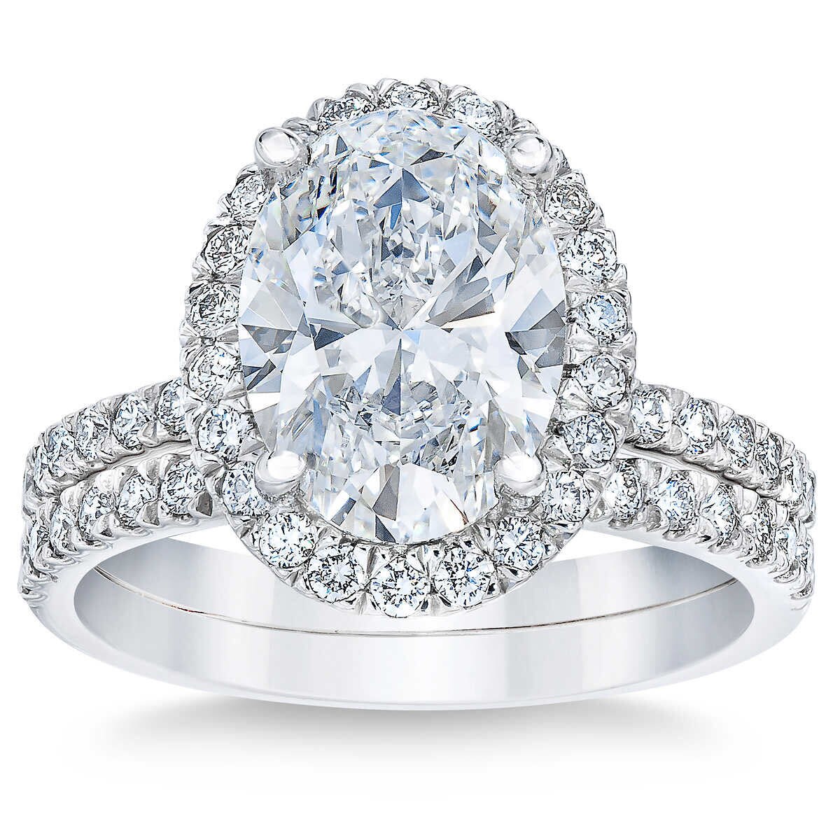 3.75ctw Oval Cut Diamond Wedding Ring Set, Platinum | Costco UK