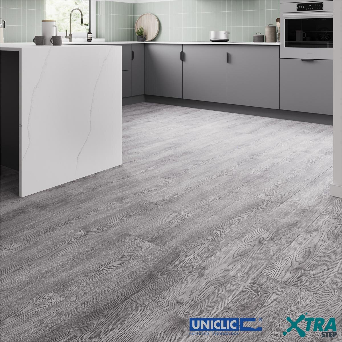 Xtra Step Mid Grey 12mm AC4 Laminate Flooring Planks - 1....