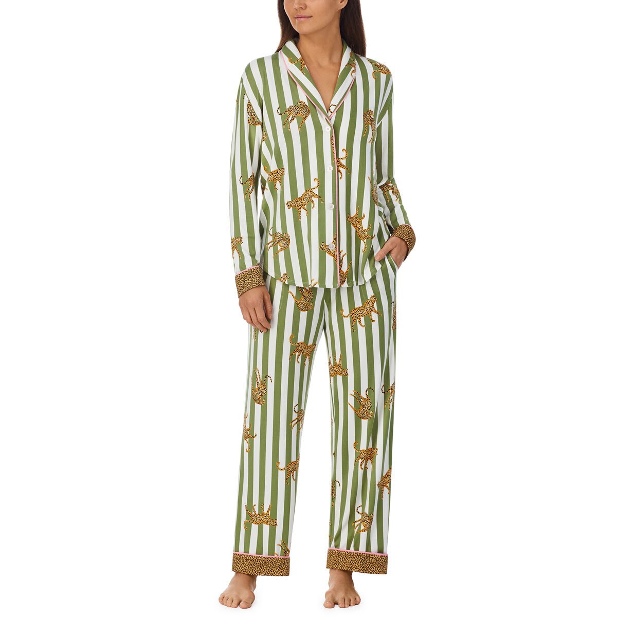 Room Service Ladies Notch Collar PJ Set, 2 Piece in Cheet...