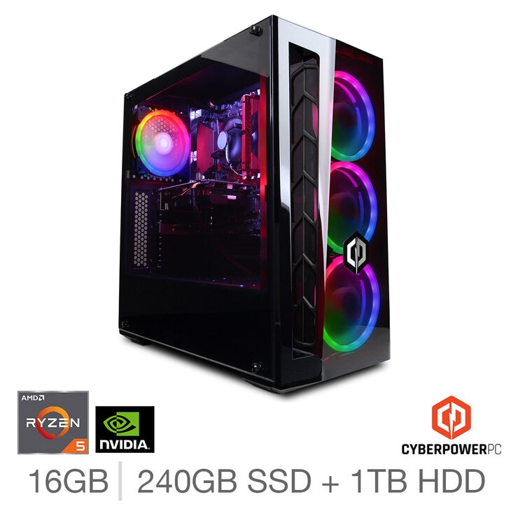 Cyberpower AMD Ryzen 5, 16GB RAM, 240GB SSD + 1TB HDD, NVIDIA GeForce ...