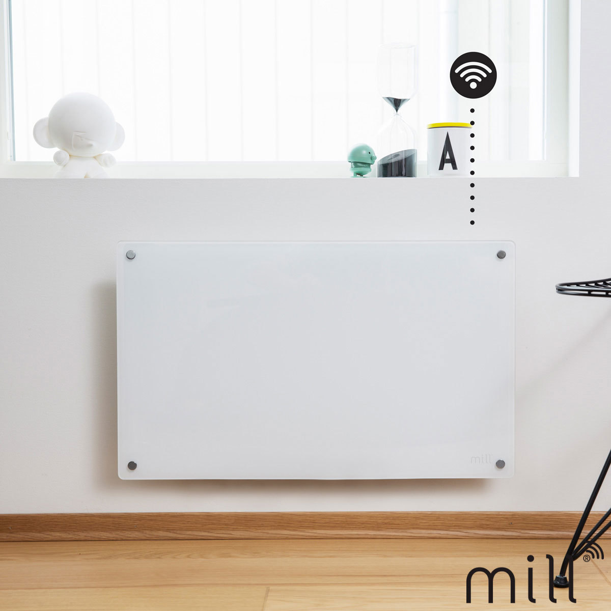 Mill Heat 600W Electric WiFi Controlled Glass Front Panel Heater i...