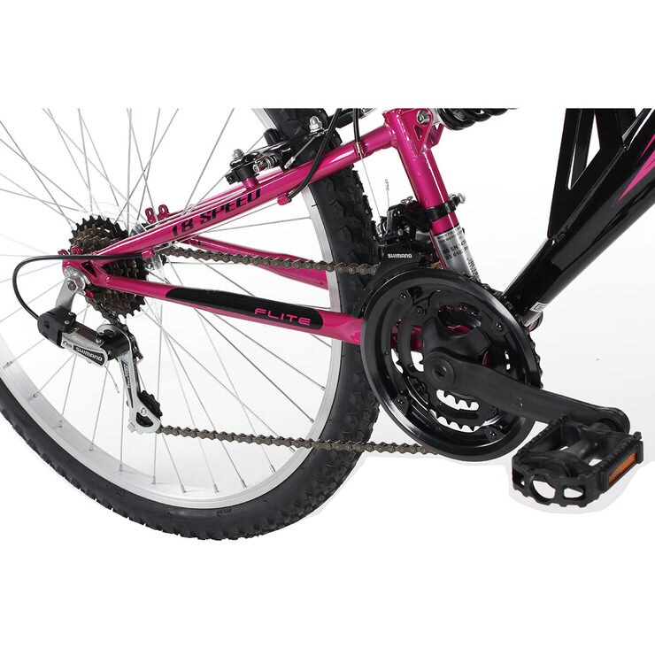 Flite Taser 18" (45.7cm) Dual Suspension Bike in Black/Pink | Costco UK