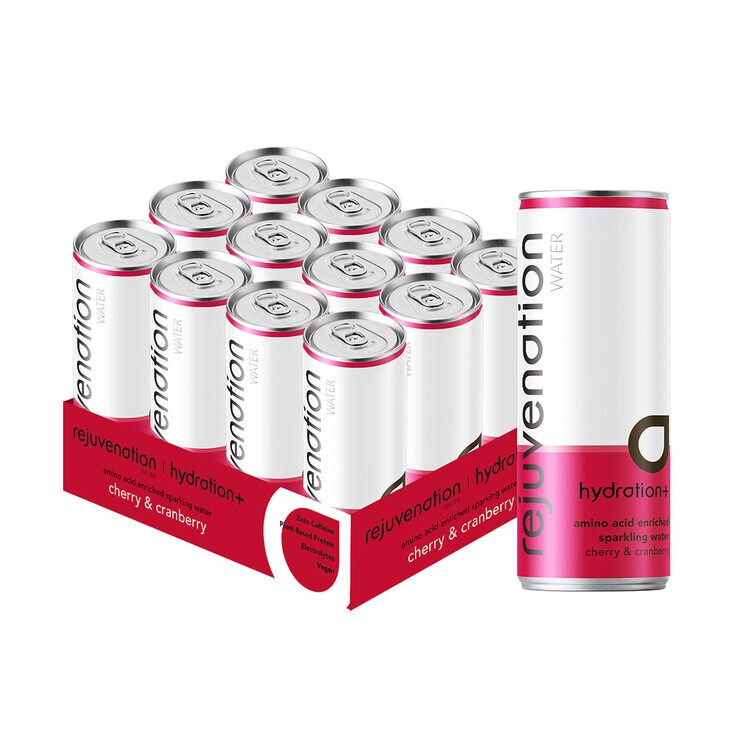 Rejuvenation Water Cherry & Cranberry Amino Acid Enriched Sparkling ...