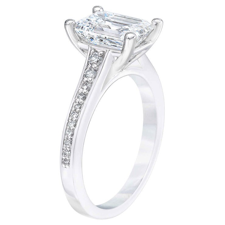 3.24ctw Emerald Cut Diamond Wedding Ring, Platinum | Costco UK