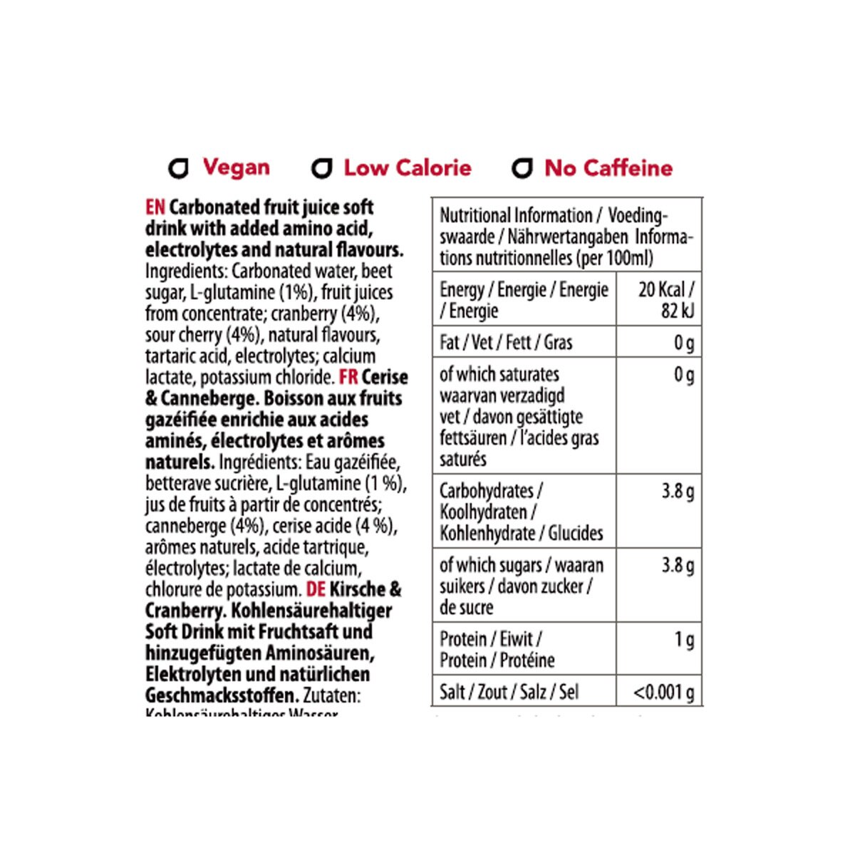 Rejuvenation Water Cherry & Cranberry Amino Acid Enriched Sparkling ...