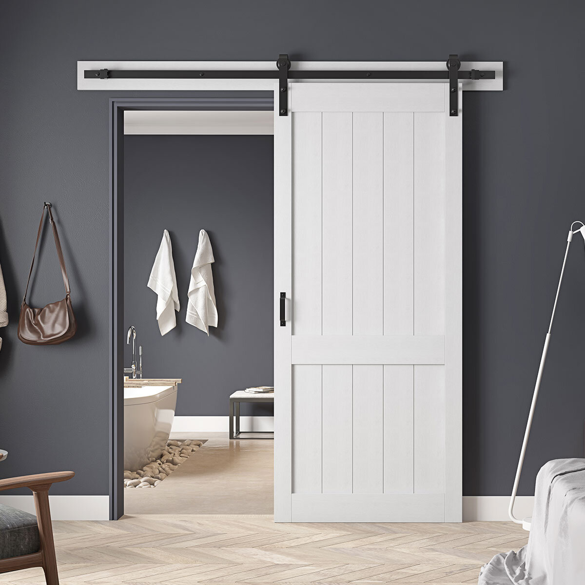 Ove Decors Homestead Sliding Interior Barn Door in White ...