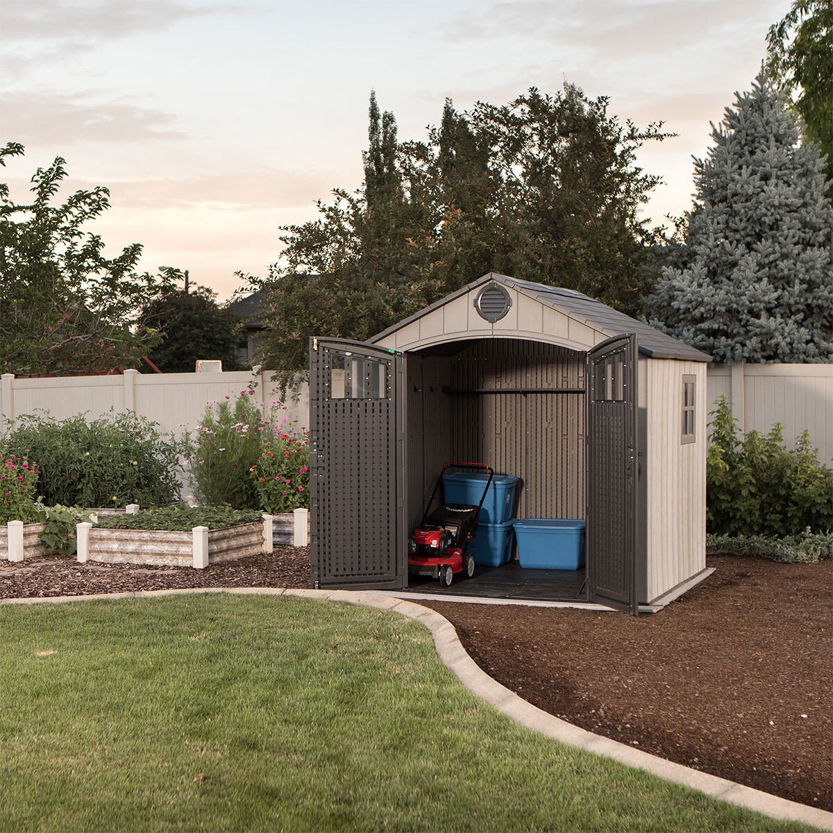 Lifetime 8ft x 7ft 5" (2.4 x 2.3m) Simulated Wood Resin Storage Shed ...