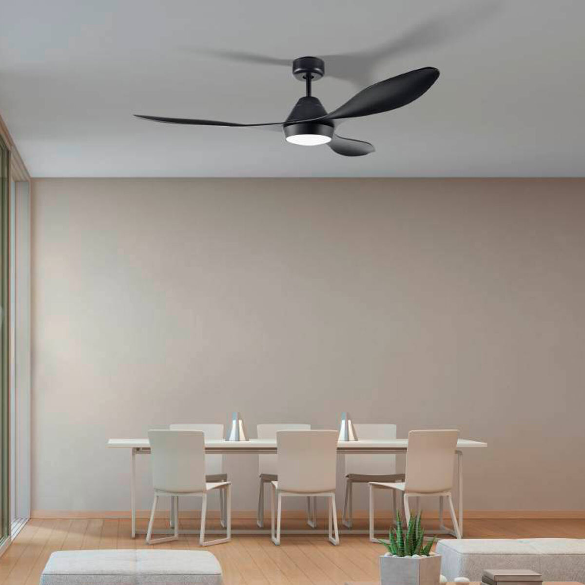 Eglo Antibes 3 Blade (132cm) Indoor Ceiling Fan with DC Motor, LED ...