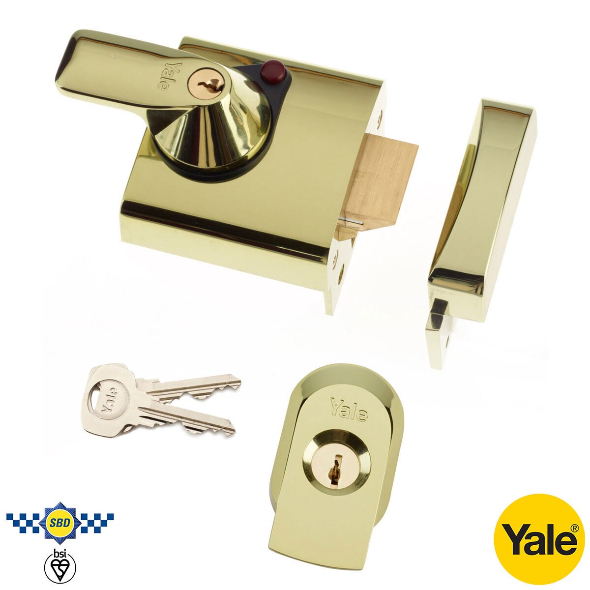 Yale BS1 Maximum Security Nightlatch with 2 Keys in Brass