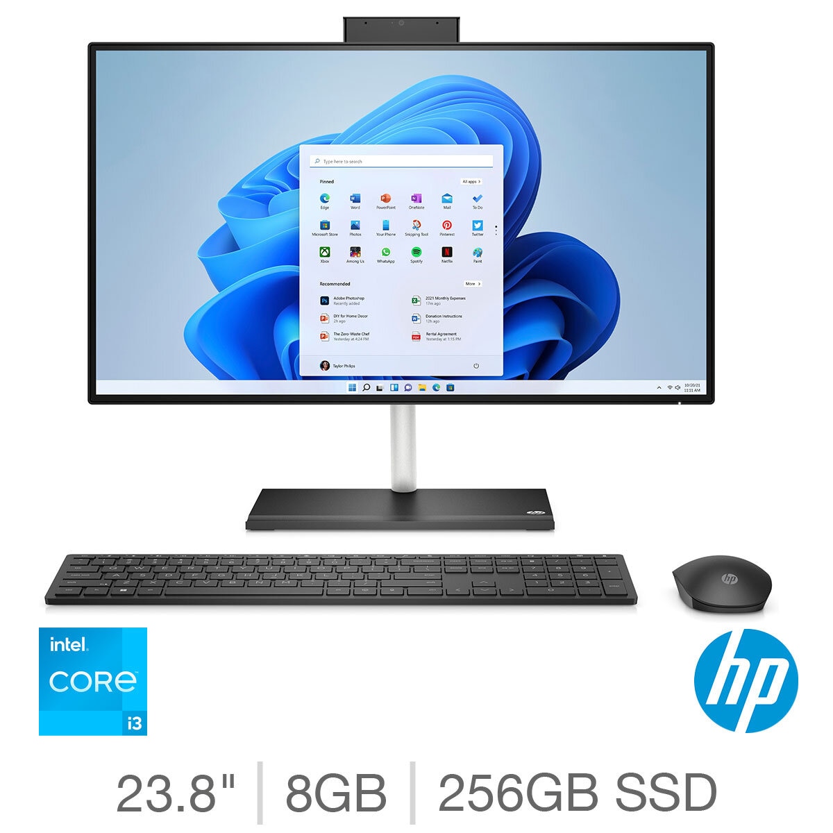 HP, Intel Core i3, 8GB RAM, 256GB SSD, 23.8 Inch All in O...