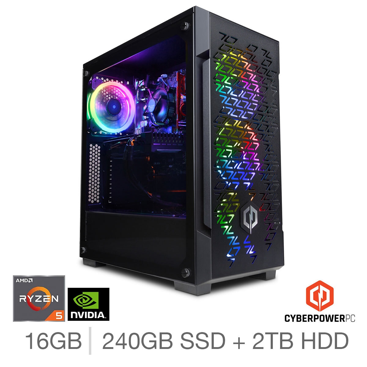 Cyberpower AMD Ryzen 5, 16GB RAM, 240GB SSD + 2TB HDD, NVIDIA GeForce ...