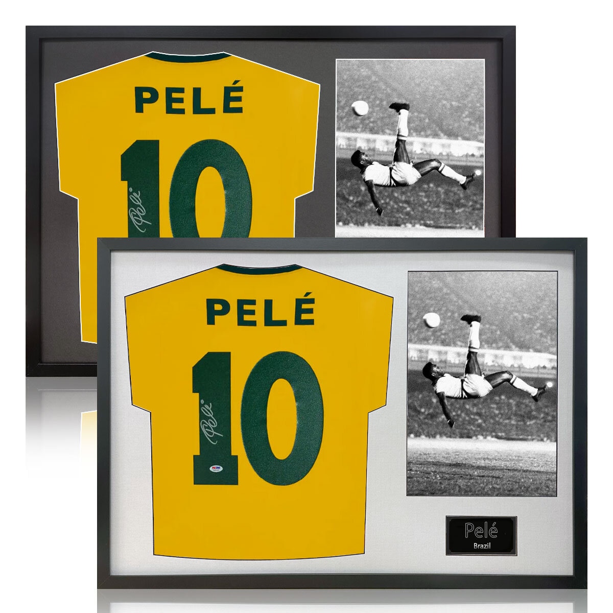Pele Signed Framed Brazil Football Shirt including 1 Phot...