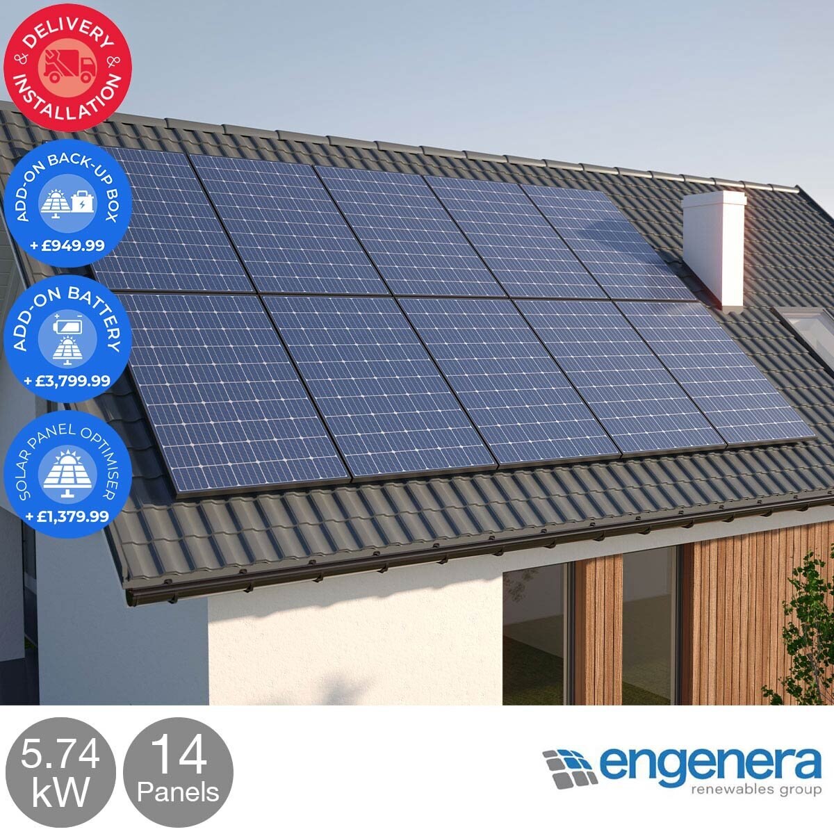 Engenera 5.74kW Solar PV System [14 Panels] with 5kW Huaw...