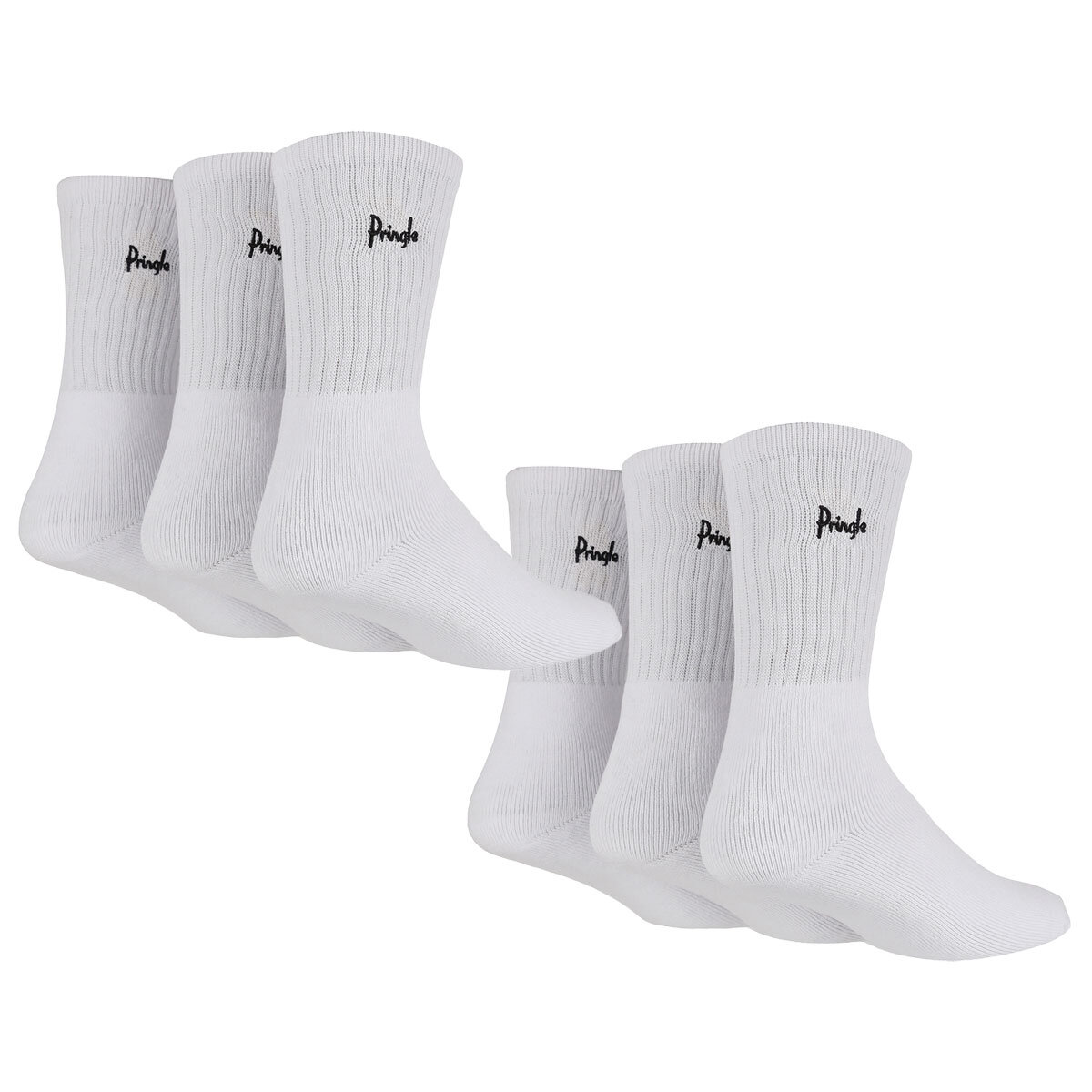 Pringle Men's 2 x 3 Pack Cushioned Sports Socks in White,...