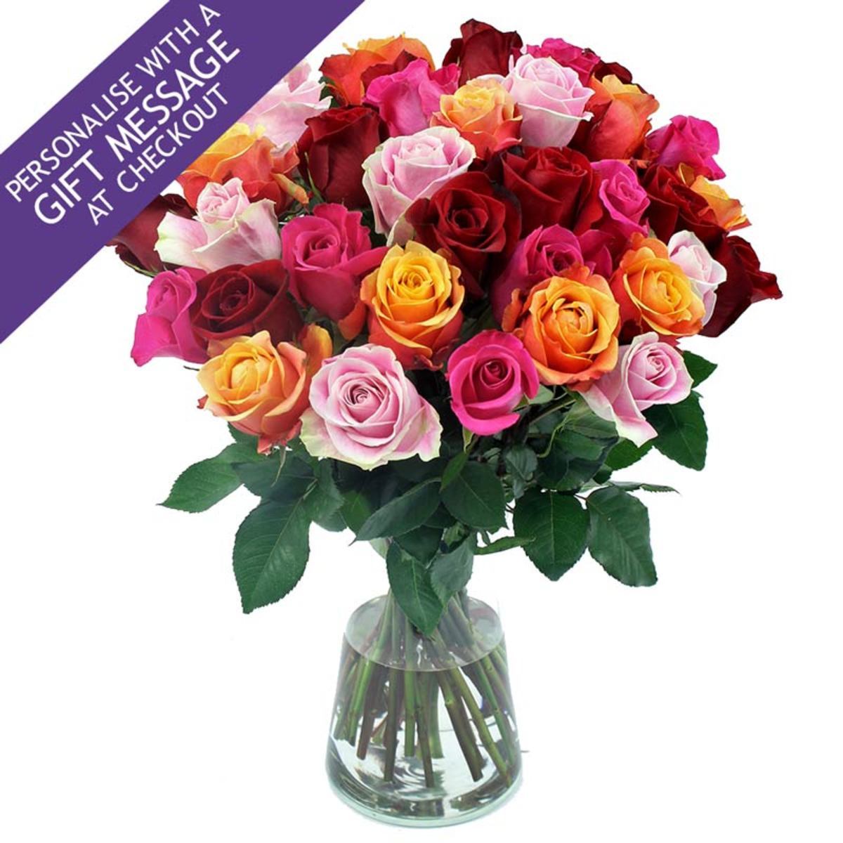 36 Stem Colombian Harlequin Roses Flower Bouquet | Costco UK