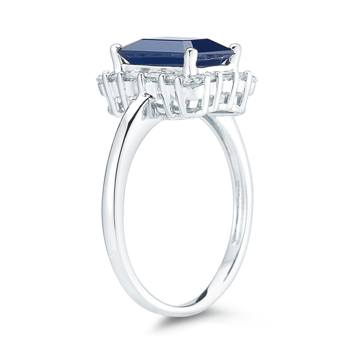 Blue Sapphire with 0.65ctw Diamond Ring, 18ct White Gold | Costco UK