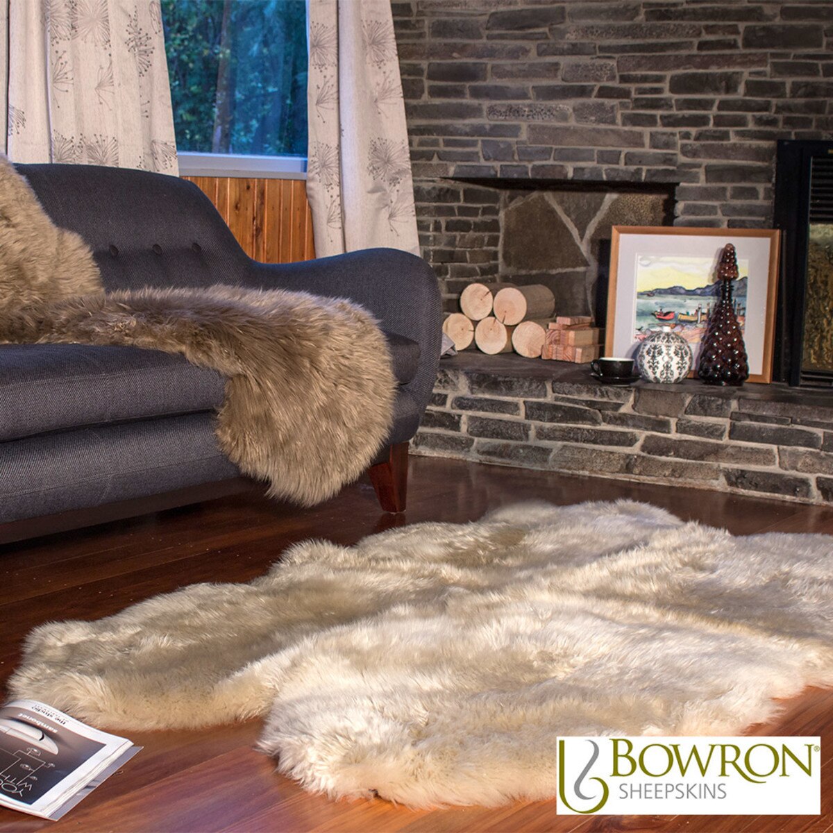 Bowron Longwool 100% Sheepskin Quatro Rug, Stone | Costco UK
